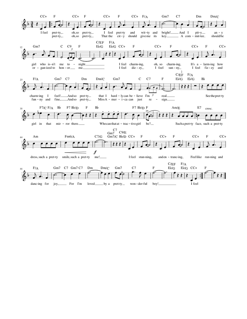 Musical - West Side Story - I Feel Pretty - Julie Andrews Sheet Music ...