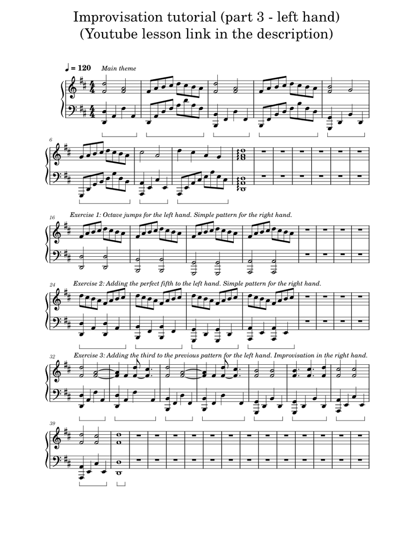 Improvisation tutorial (part 3 - left hand) Sheet music for Piano (Solo ...
