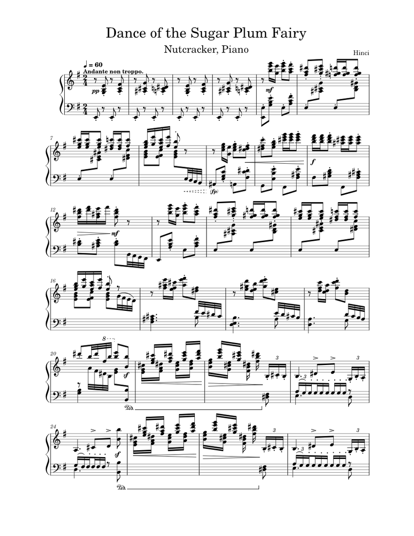 Nutcracker, 14c. Dance of the Sugar Plum Fairy Sheet music for Piano ...