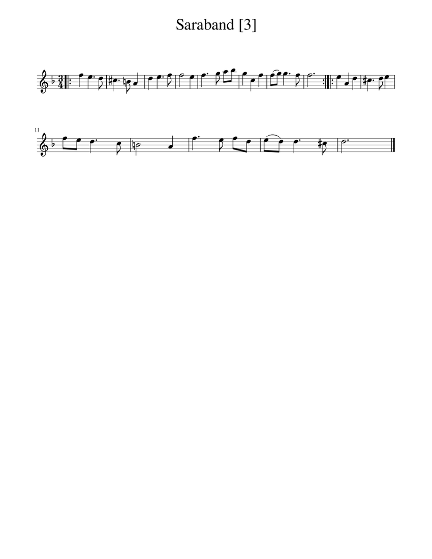 Saraband Sheet Music for Piano (Solo) Easy | MuseScore.com