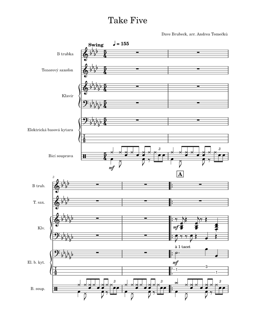 Take Five - Dave Brubeck Sheet music for Piano, Saxophone tenor ...