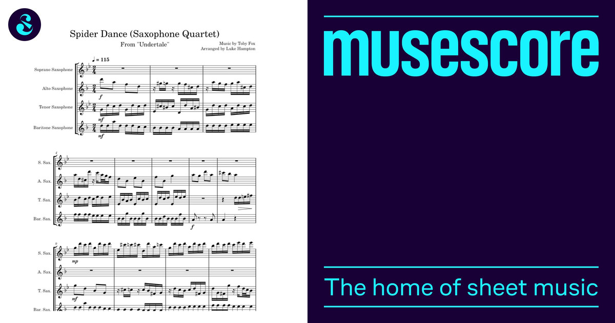 Spider Dance – Toby Fox (Saxophone Quartet) Sheet Music for Saxophone ...