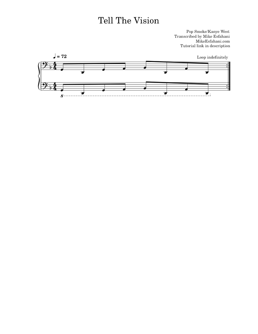 Tell The Vision - Kanye West/Pop Smoke Sheet Music for Piano (Solo ...