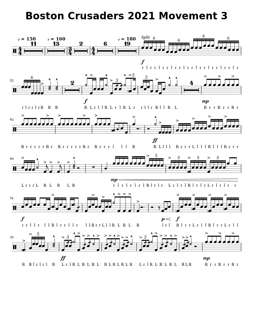 Boston_Crusaders_2021_Movement_3 Sheet Music for Tenor drum (Solo ...