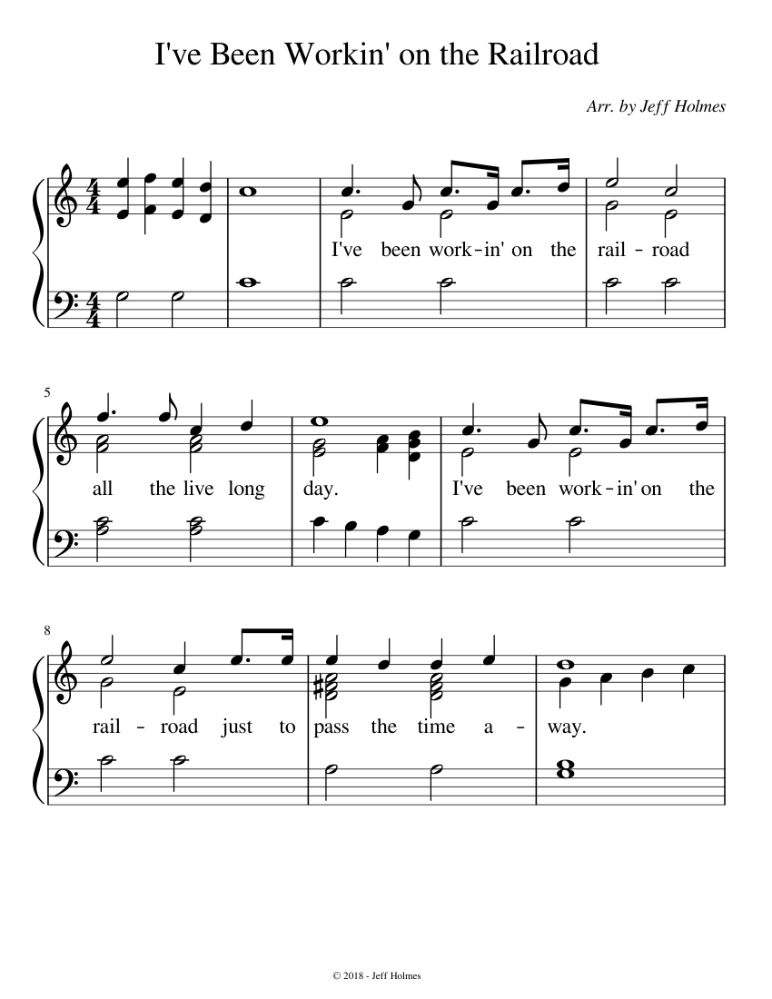 I've Been Workin' on the Railroad Sheet Music for Piano (2 Octave ...
