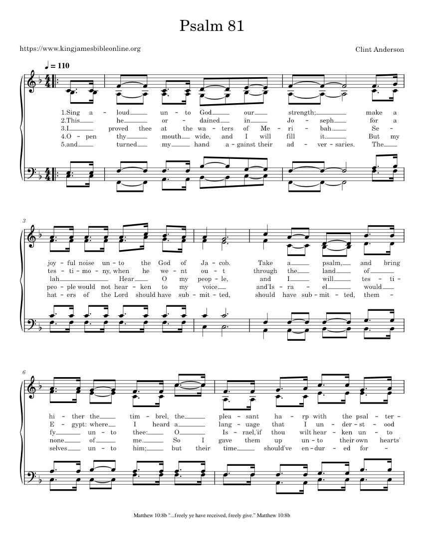 Psalm 81 Sheet Music for Piano (SATB) | MuseScore.com