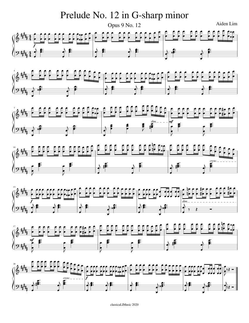 Prelude_No._12_in_G-sharp_minor Sheet music for Piano (Solo ...