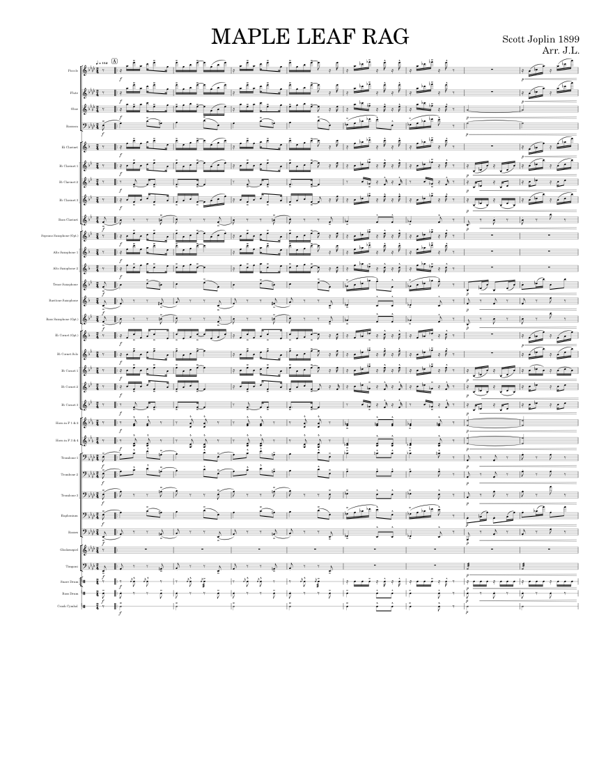 Maple Leaf Rag Sheet Music for Trombone, Cornet, Euphonium, Tuba & more ...