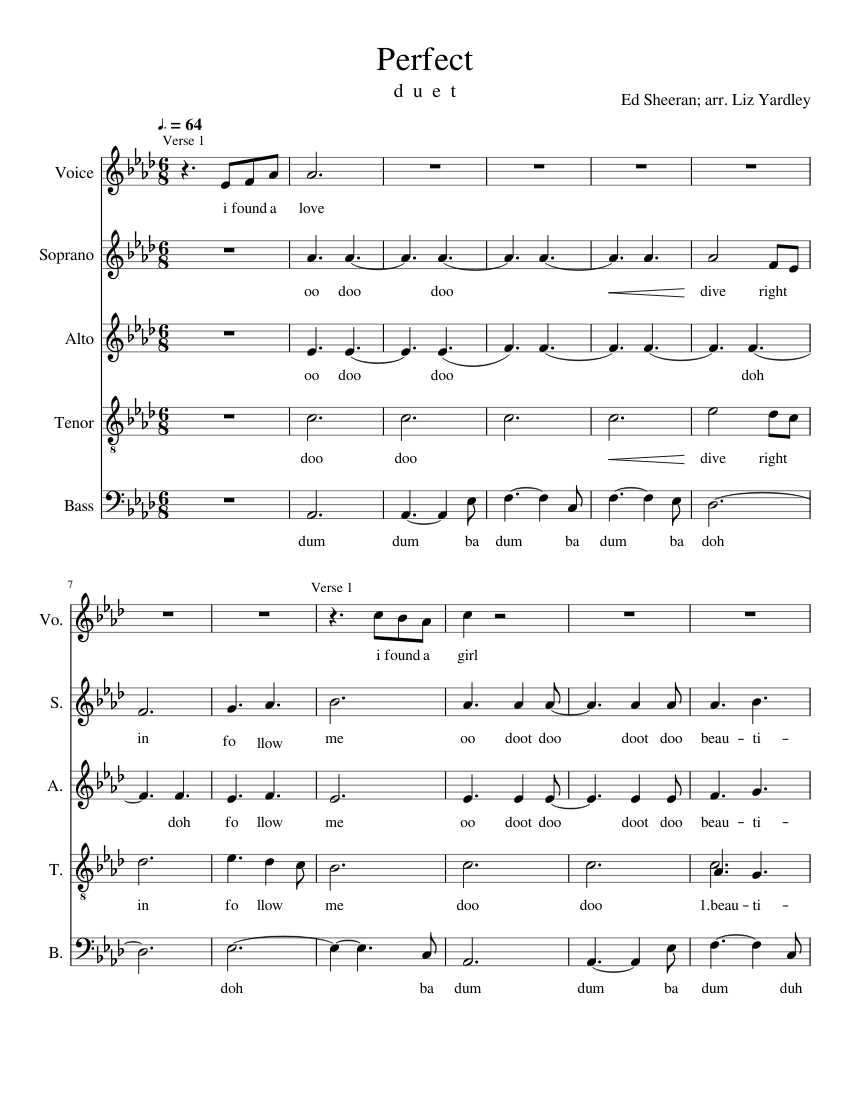 Perfect duet 1 Sheet Music for Soprano, Alto, Tenor, Bass voice & more ...
