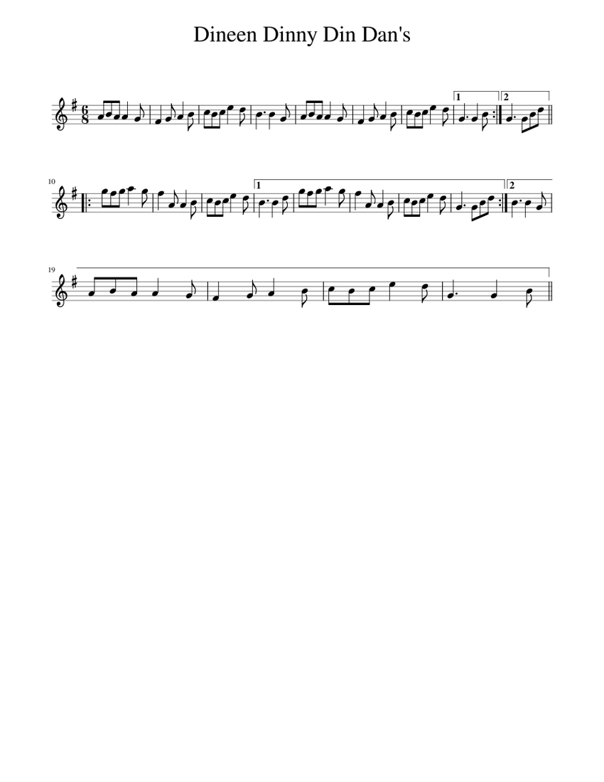 Dineen Dinny Din Dan's Sheet music for Piano (Solo) | Musescore.com
