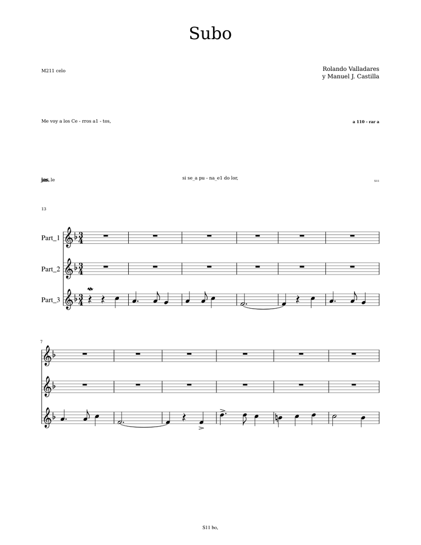 Subo Sheet music for Vocals (Choral) | Musescore.com