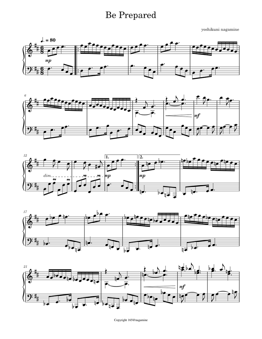 Be Prepared Sheet music for Piano (Solo) | Musescore.com