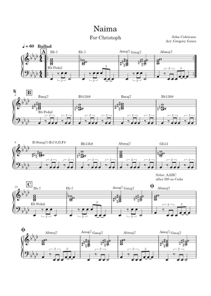 Naima - John Coltrane Sheet music for Saxophone tenor, Bass guitar ...