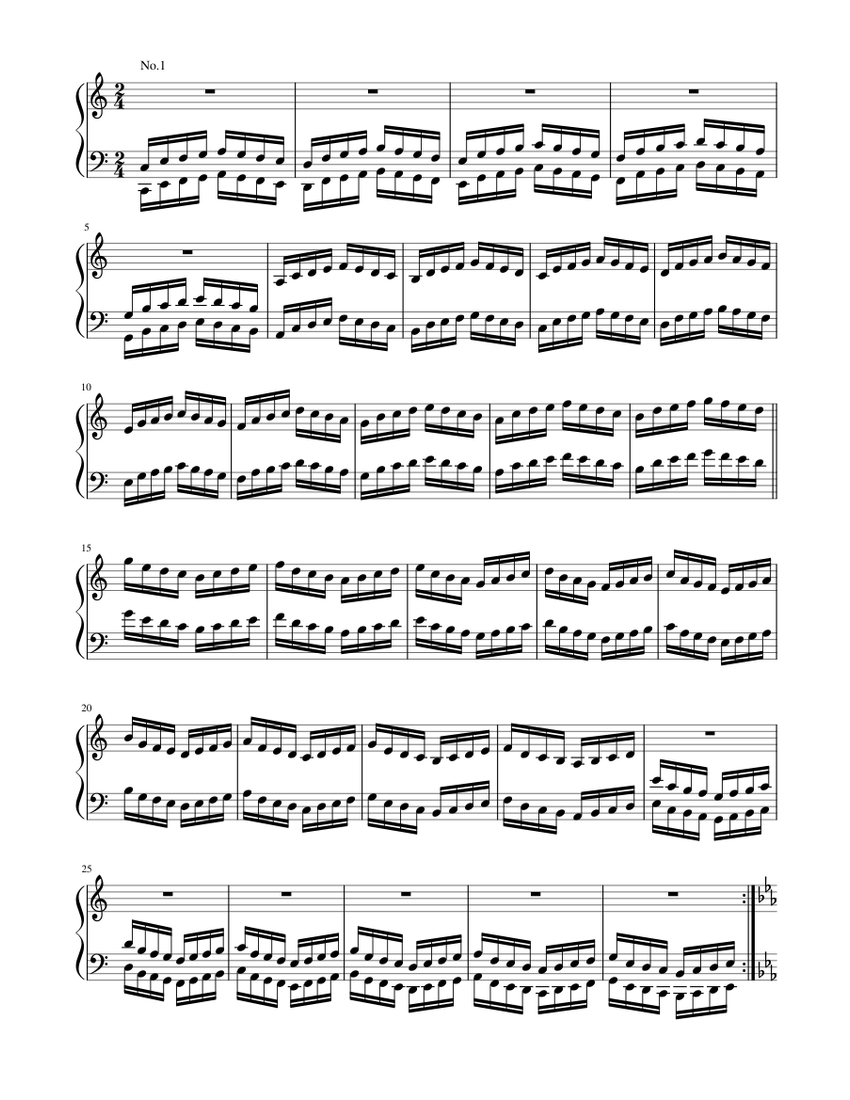 Hanon Exercises No.1 All Key Sheet Music for Piano (Solo) | MuseScore.com