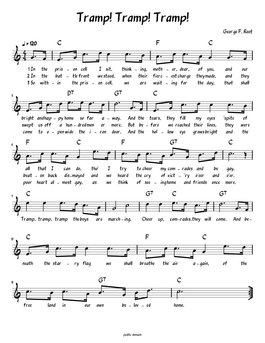 Tramp! Tramp! Tramp! (Lead sheet with lyrics ) Sheet Music with Chords ...