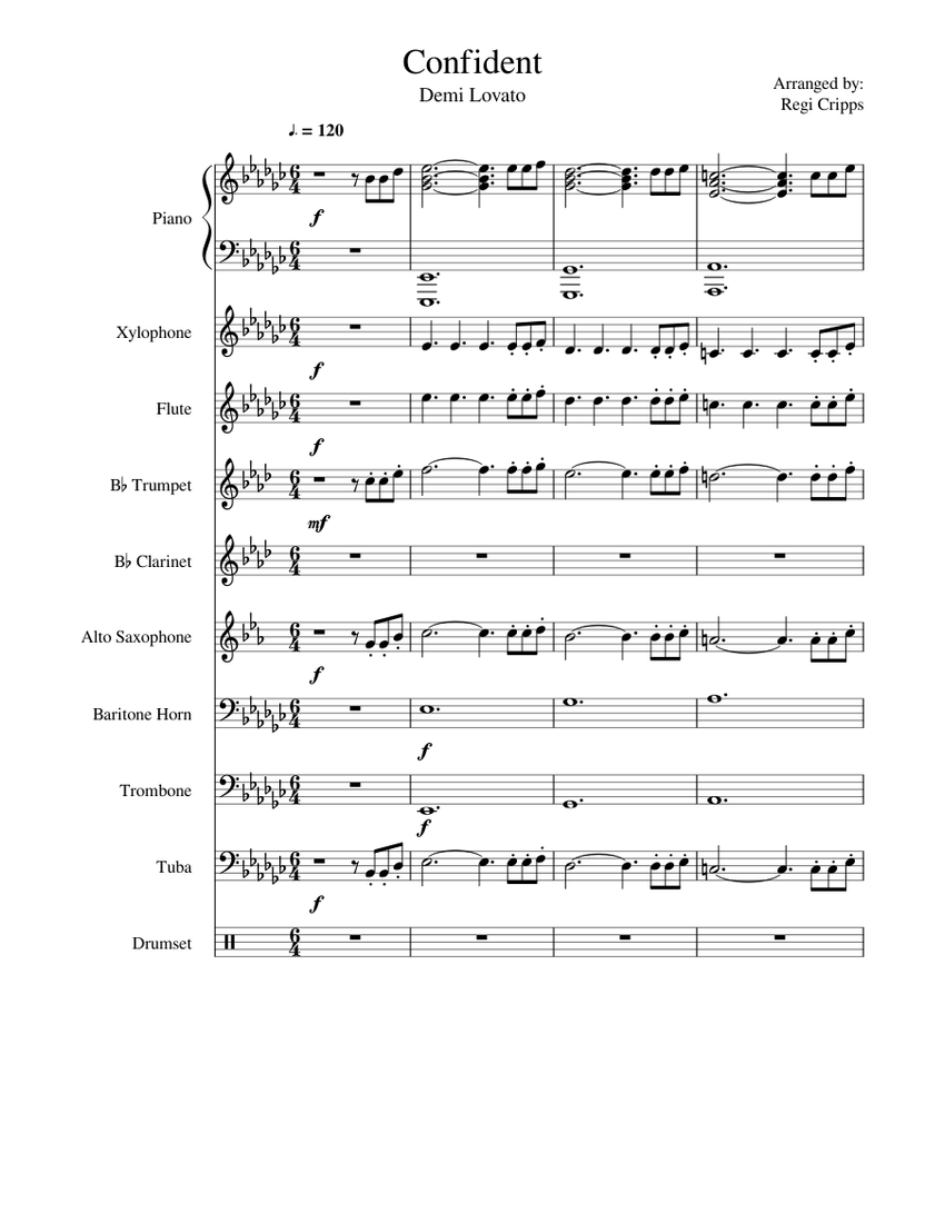 Confident - Demi Lovato Sheet music for Piano, Trombone, Tuba, Flute ...