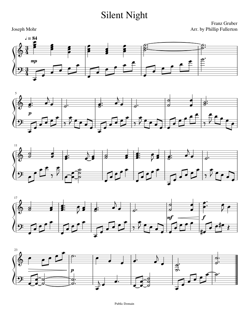 Silent Night Intermediate Sheet Music for Piano (Solo) easy | MuseScore.com