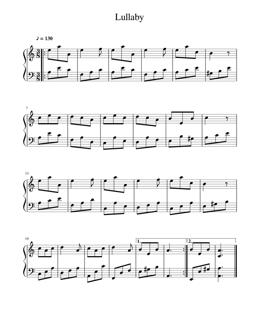 Lullaby Sheet music for Piano (Solo) Easy | Musescore.com