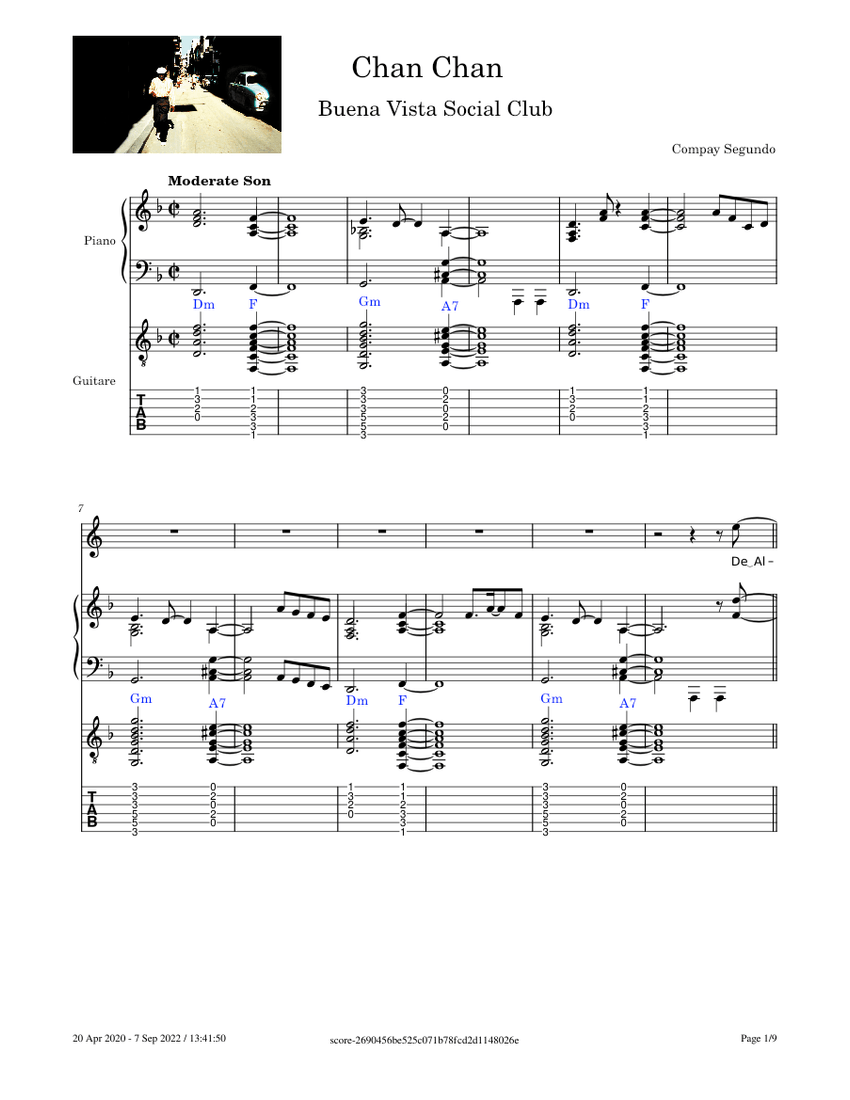 Chan Chan – Buena Vista Social Club Sheet Music and Tab with Chords for ...