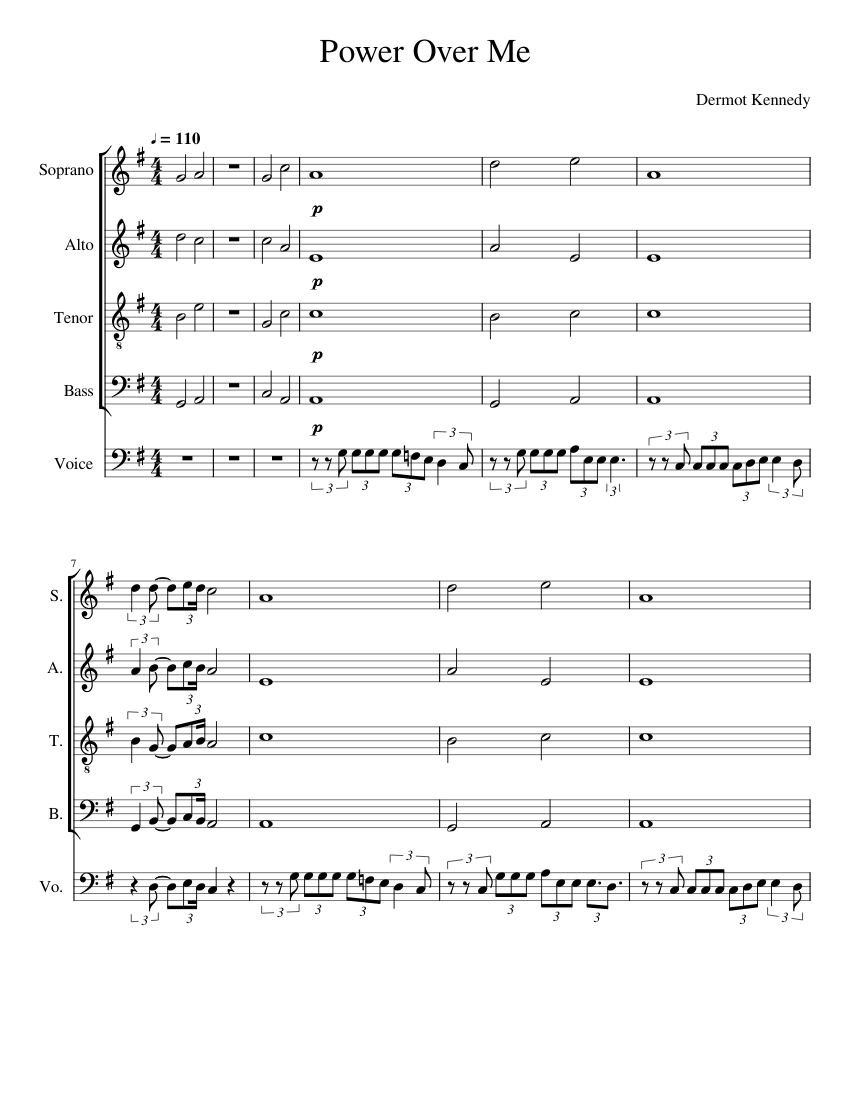 Power Over Me Sheet Music for Soprano, Alto, Tenor, Bass voice & more ...