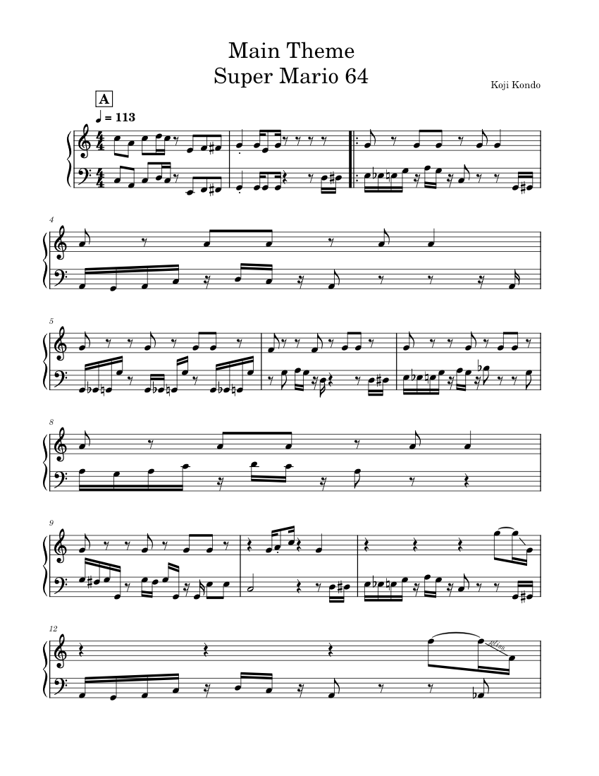 Main Theme - Super Mario 64 Sheet music for Piano (Solo) | Musescore.com