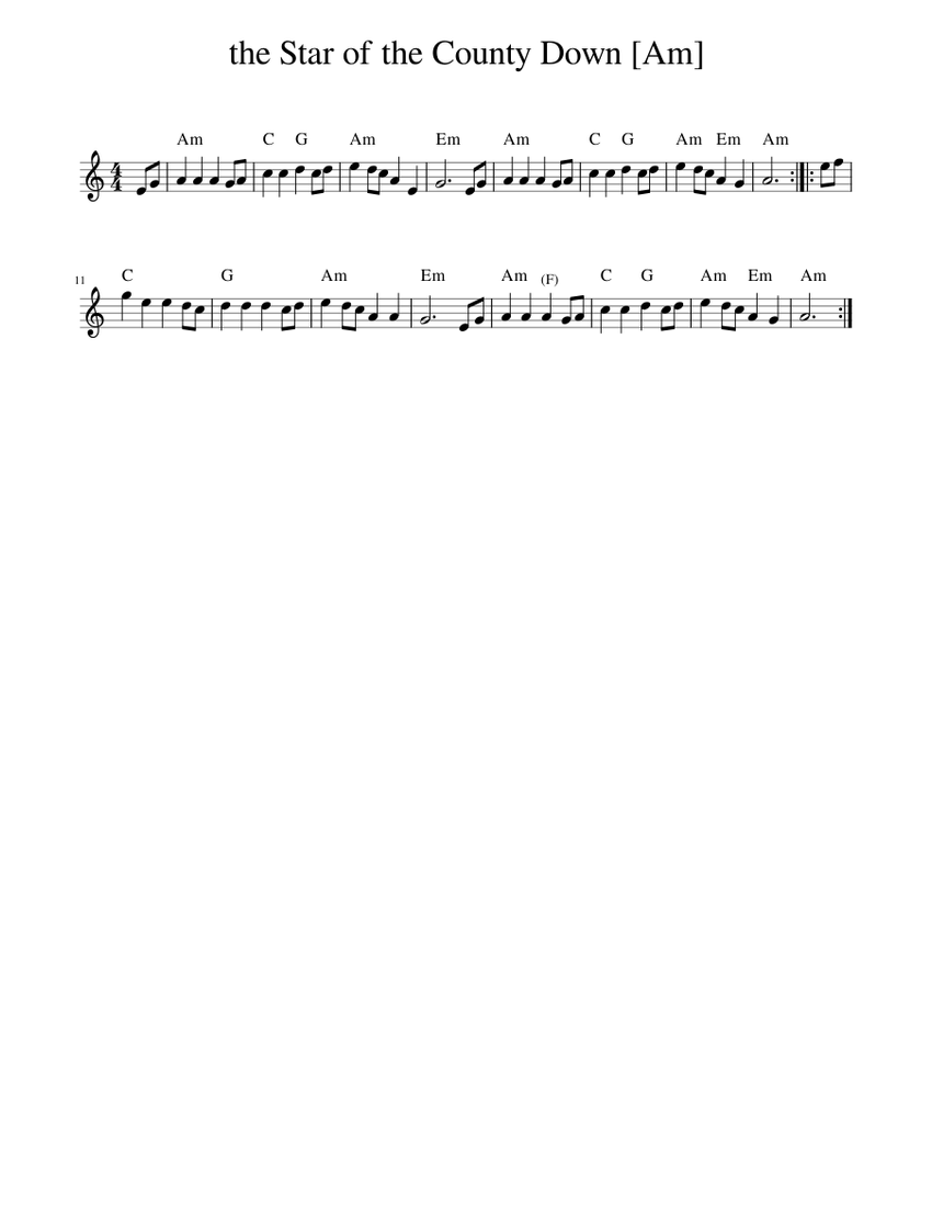 the Star of the County Down Sheet music for Piano (Solo) | Musescore.com