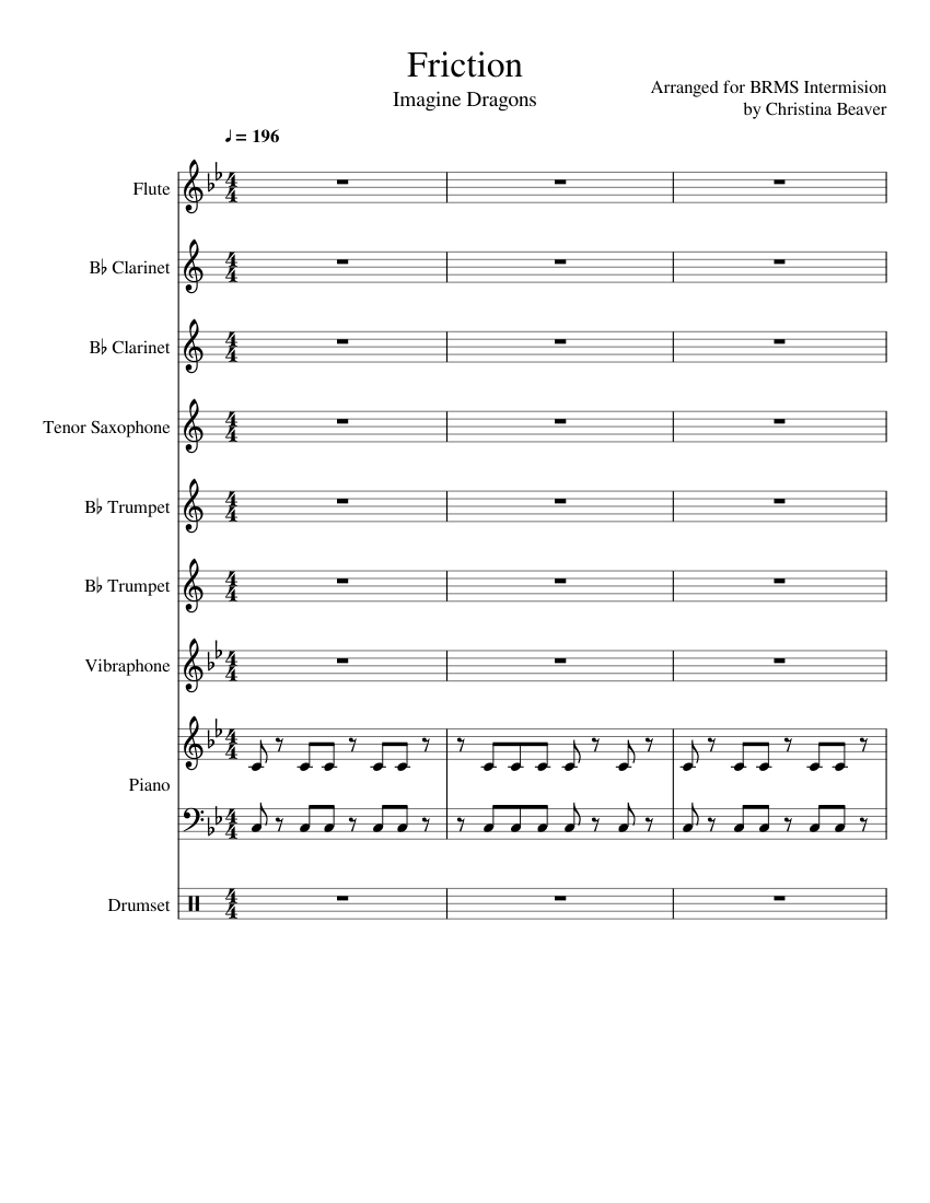 Friction Sheet music for Piano, Flute, Clarinet in b-flat, Saxophone ...