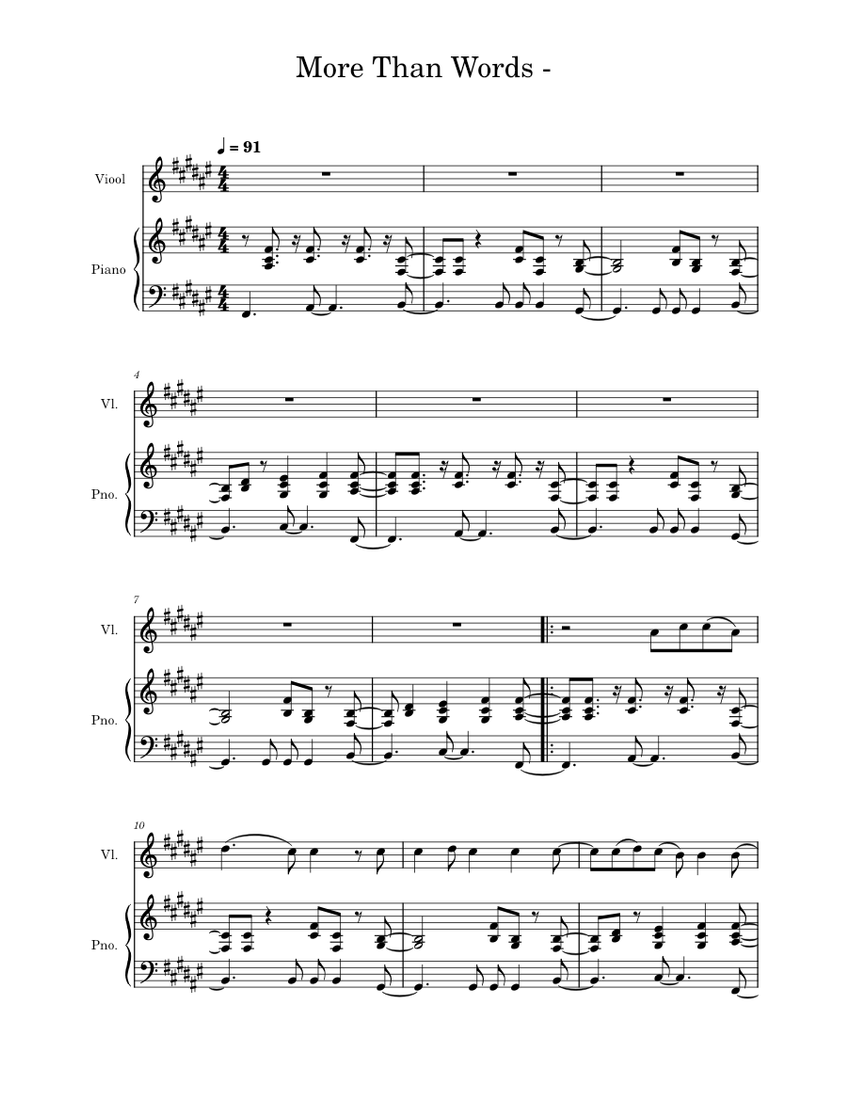 More Than Words - Extreme Sheet music for Piano, Violin (Piano-Voice ...