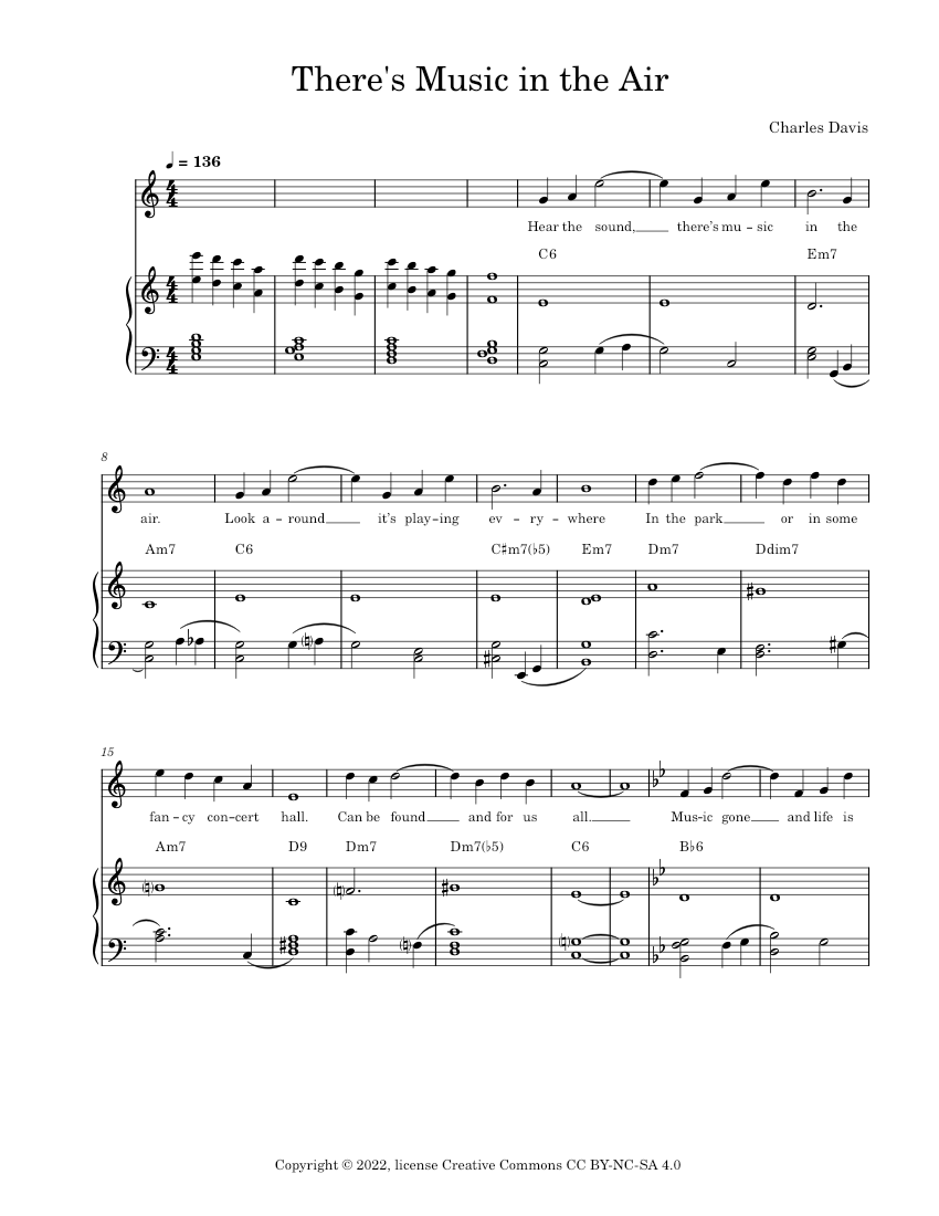 There's Music in the Air (Live Vocal) Sheet music for Piano, Mezzo ...