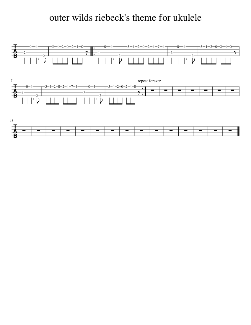 outer wilds riebeck's theme for ukulele Sheet Music and Tab for Ukulele ...