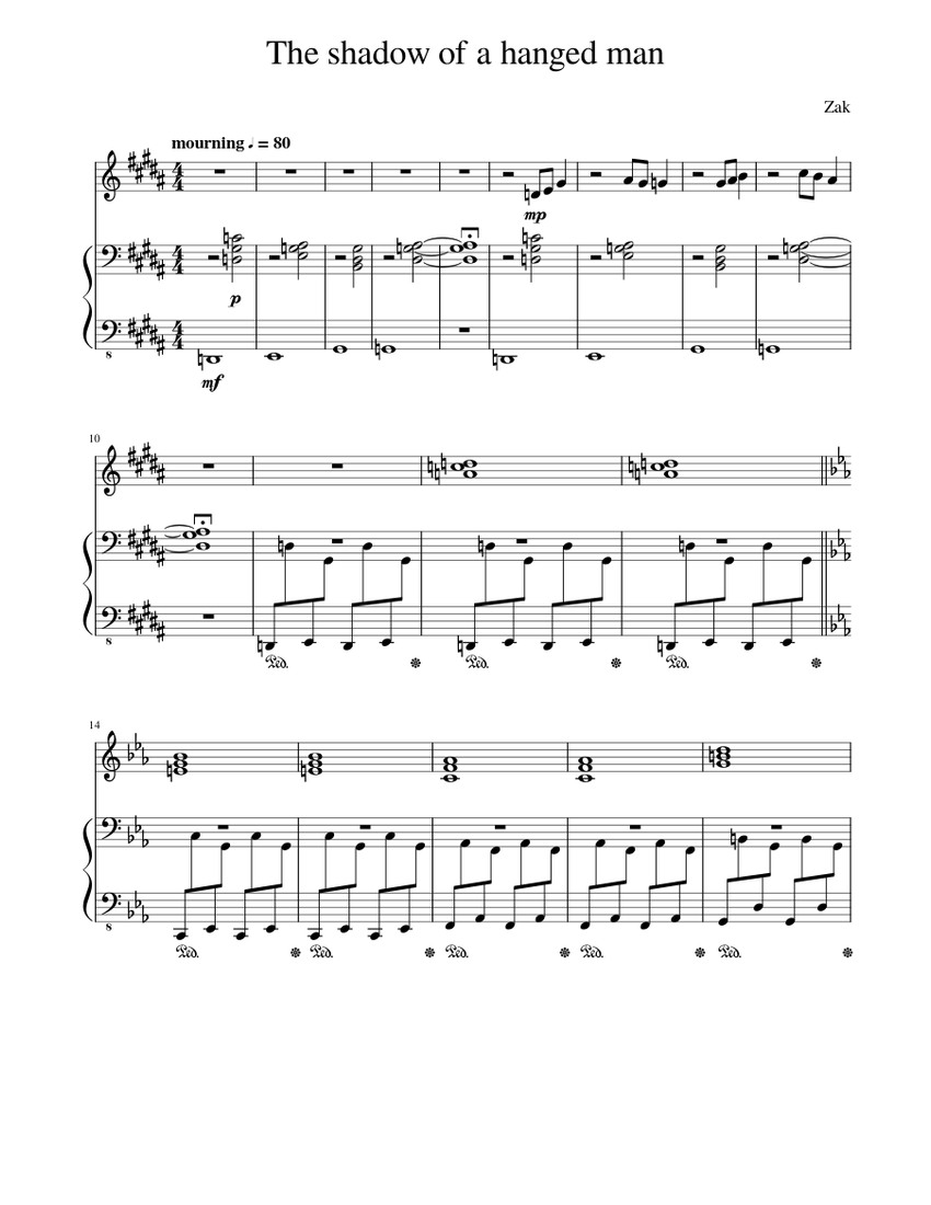 The shadow of a hanged man - piano tutorial