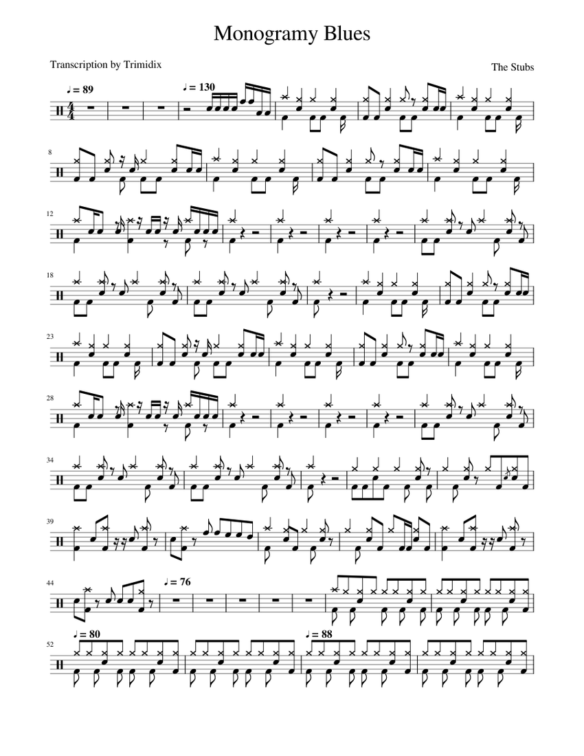 Monogramy Blues - The Stubs (Drum Part) Sheet Music for Drum group ...
