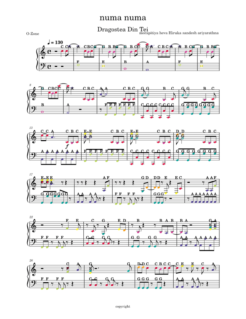numa numa Sheet Music for Piano (Solo) | MuseScore.com