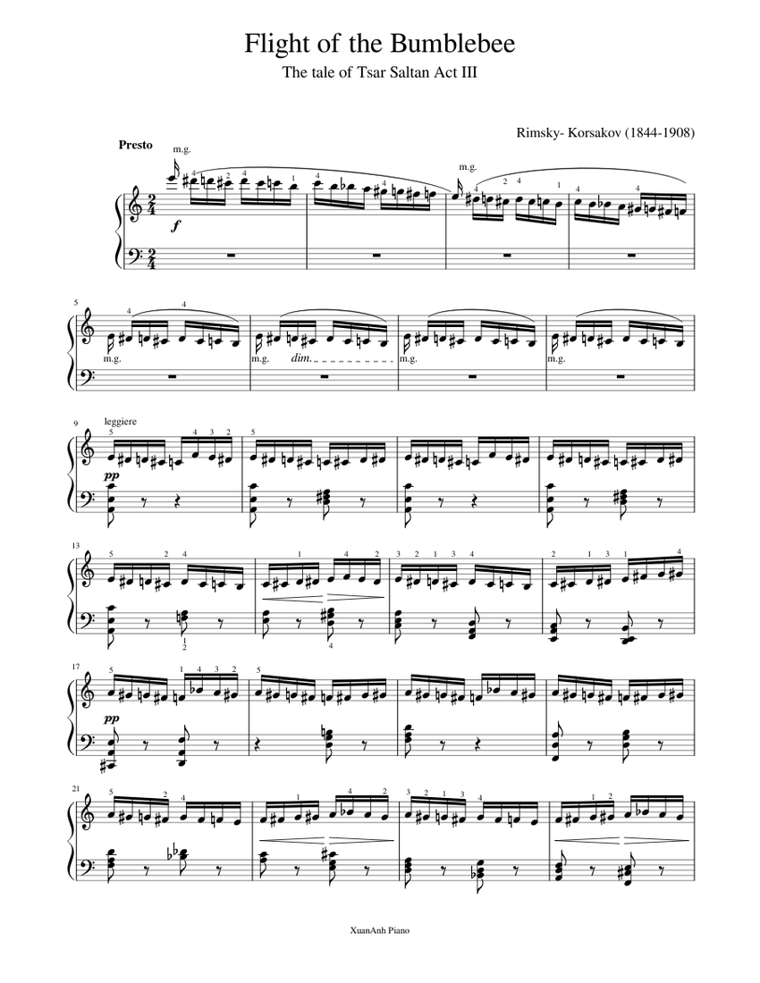 Flight of the Bumblebee Sheet music for Piano (Solo) | Musescore.com