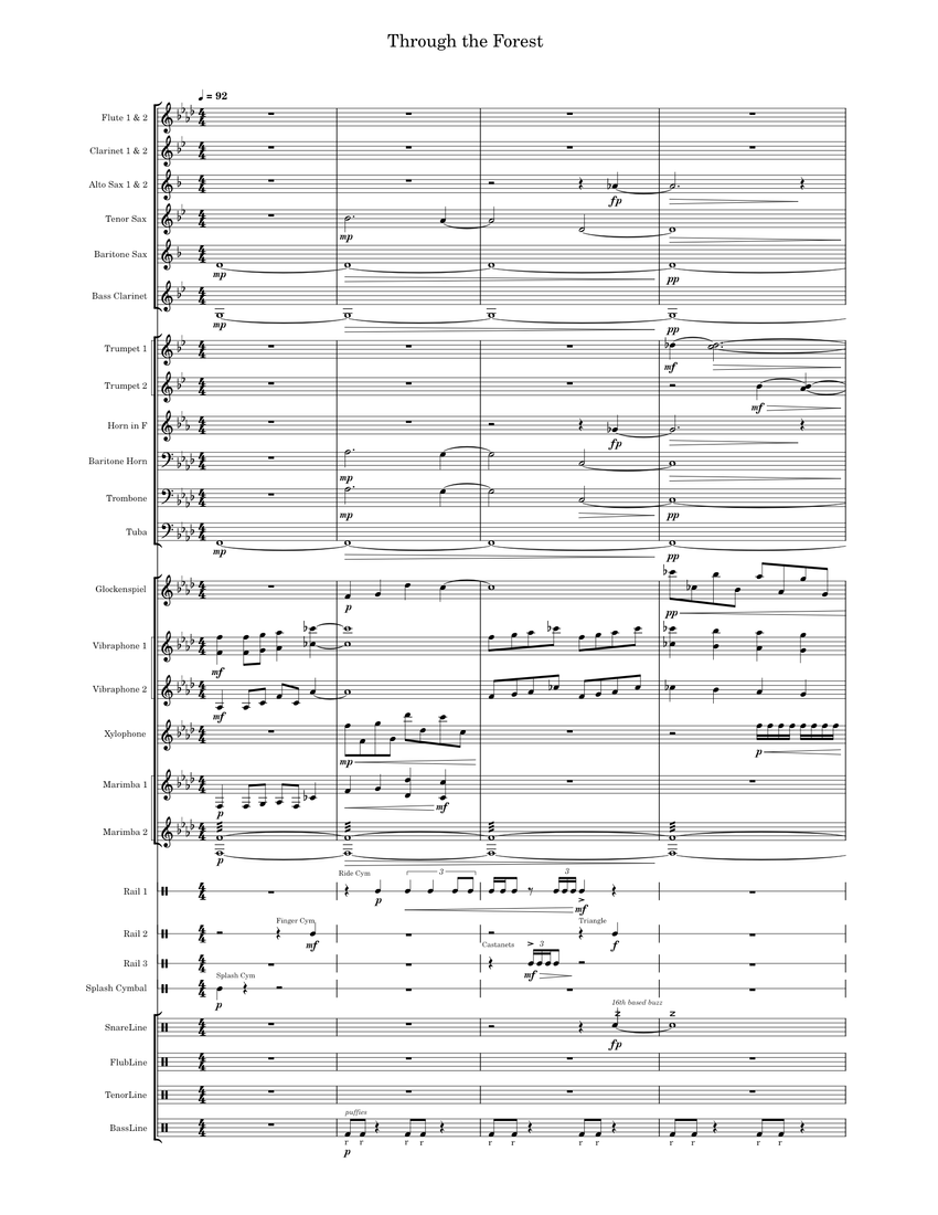 Through the Forest Sheet Music for Trombone, Tuba, Flute, Clarinet in b ...