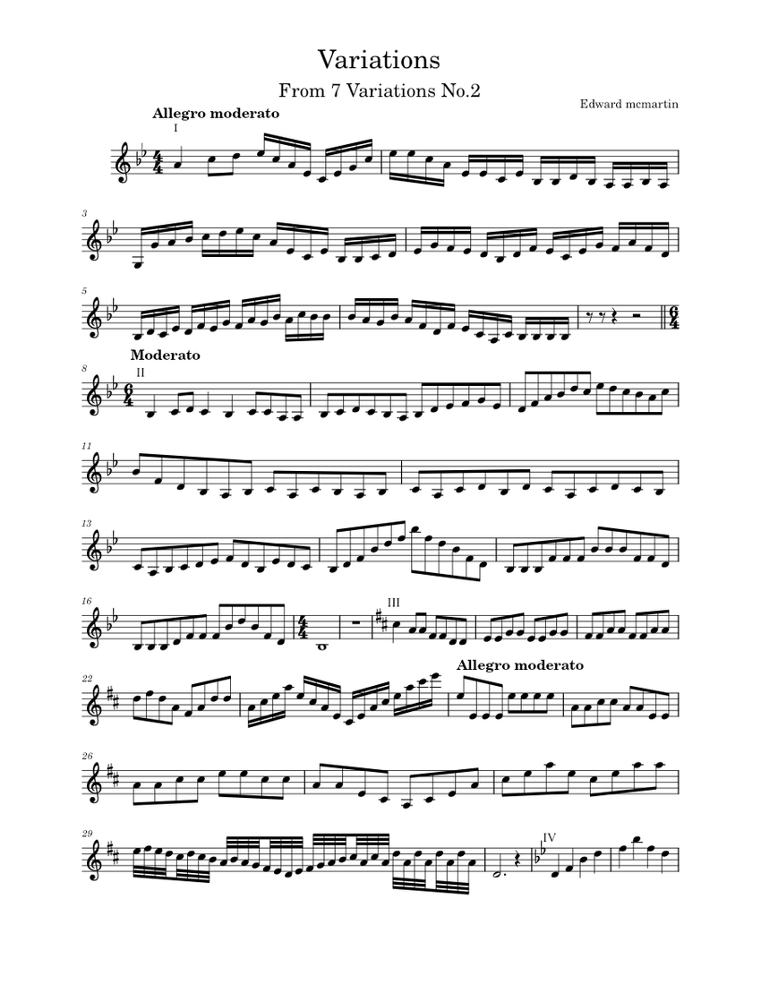 Variations Sheet music for Violin (Solo) | Musescore.com