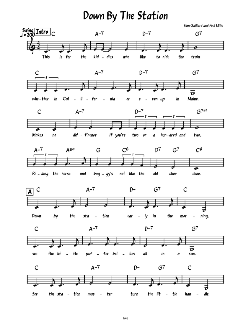 Down By The Station Sheet Music with Chords for Piano (Solo ...