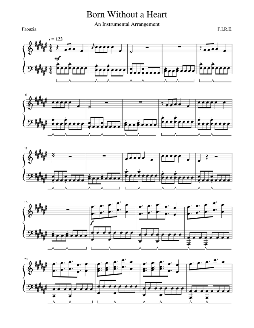 Faouzia - Born Without a Heart Sheet Music for Piano (Solo) | MuseScore.com