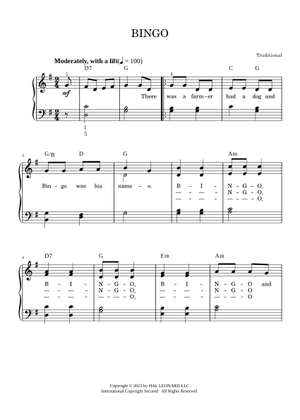 Bingo Piano Sheet Music Free