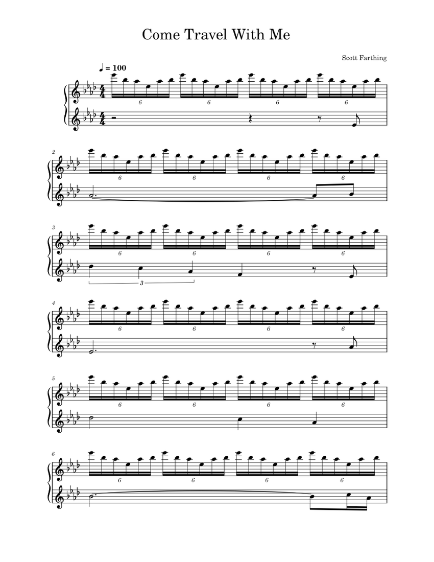Come Travel With Me – Scott Farthing Sheet Music for Piano (Solo ...