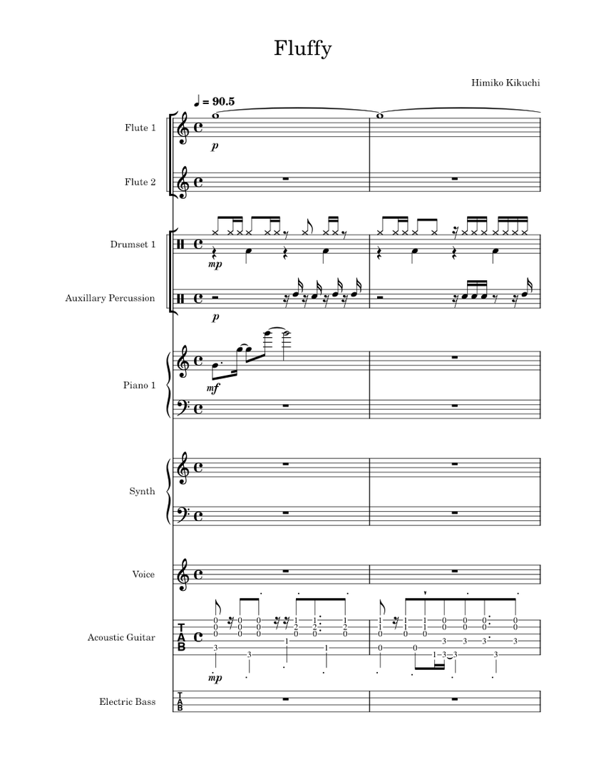 Fluffy - Himiko Kikuchi Sheet Music and Tab for Piano, Vocals, Flute ...