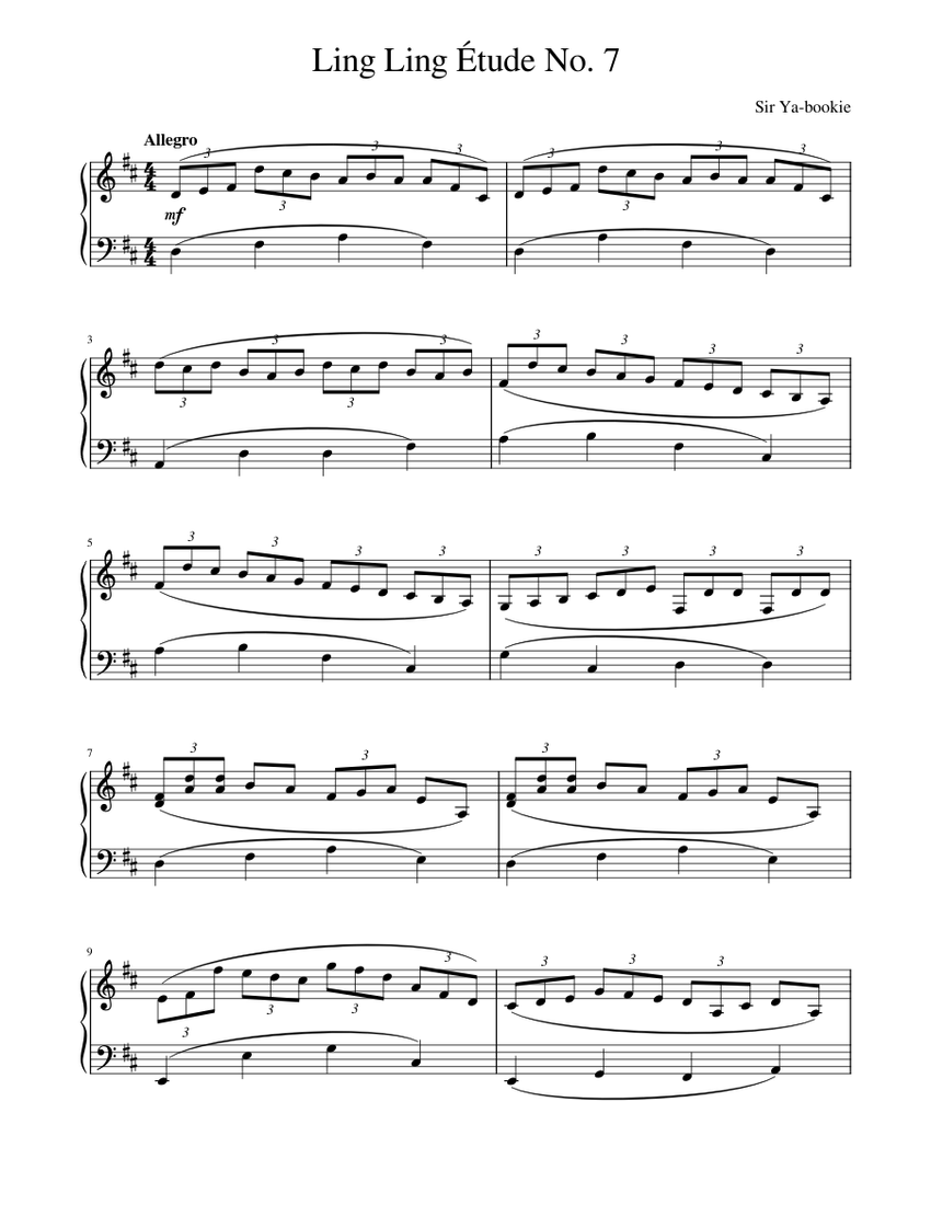 Ling Ling Étude No. 7 (version 2) Sheet music for Piano (Solo) Easy ...