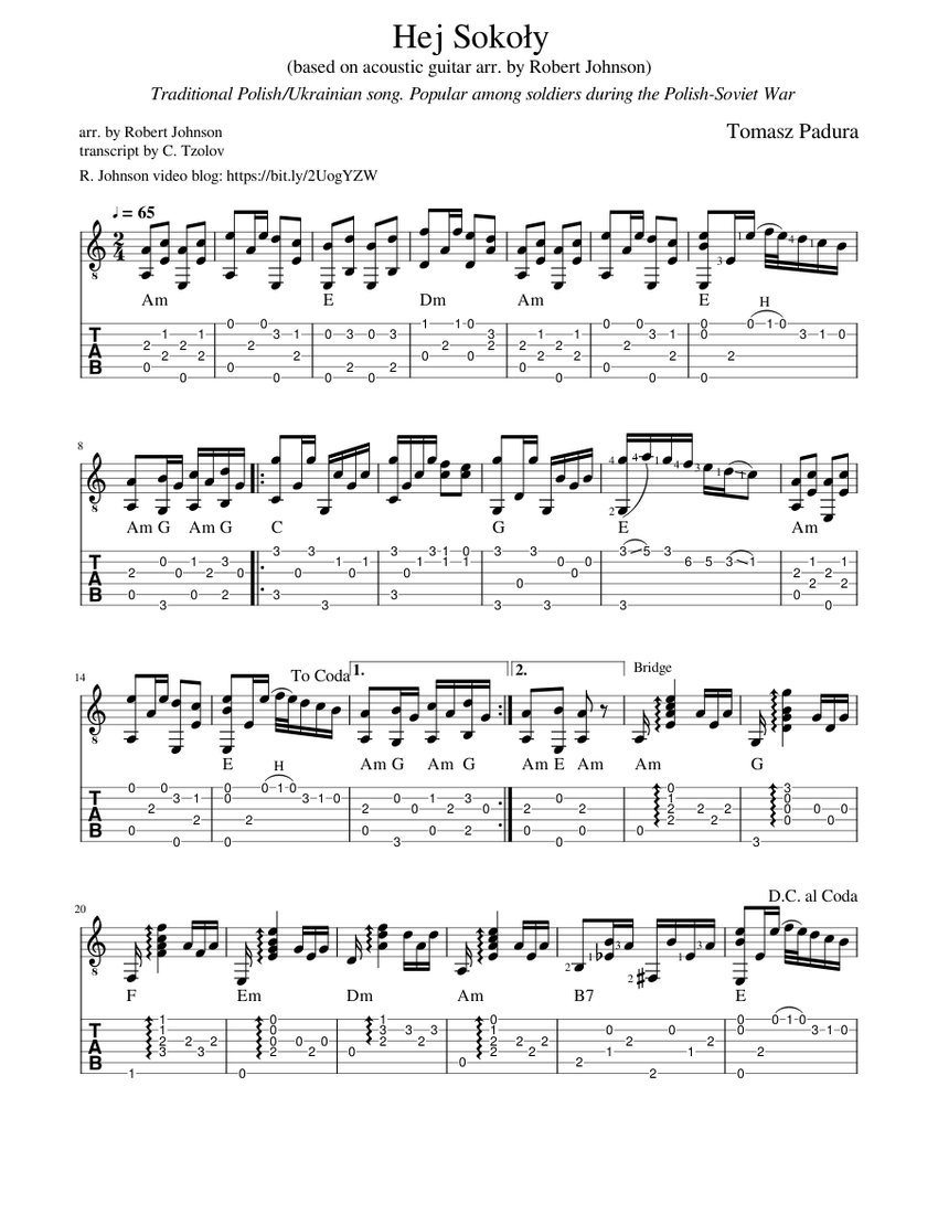 Hej Sokoły - Acoustic Guitar Sheet Music and Tab with Chords for Guitar ...