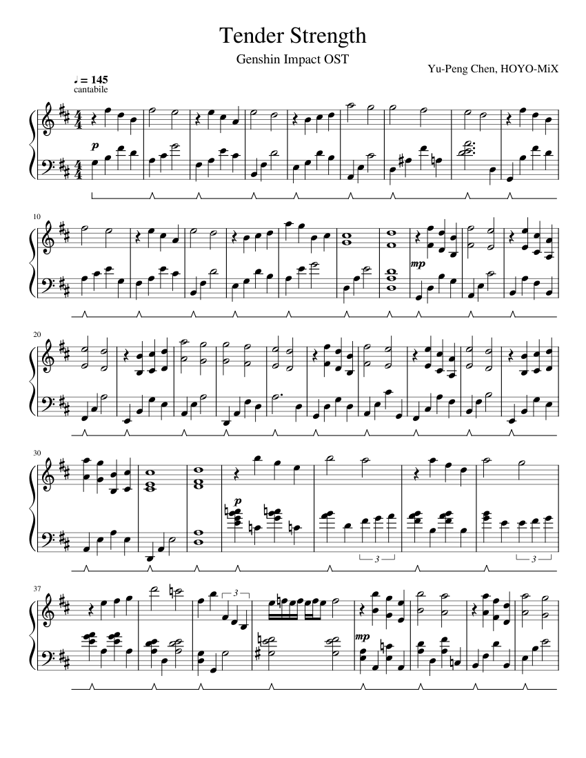 Tender Strength Sheet Music for Piano (Solo) easy | MuseScore.com