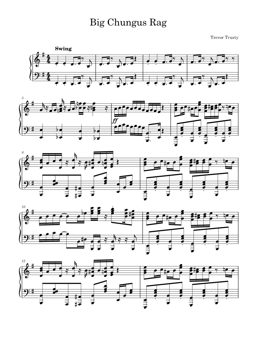 Big Chungus Rag Sheet Music for Piano (Solo) | MuseScore.com