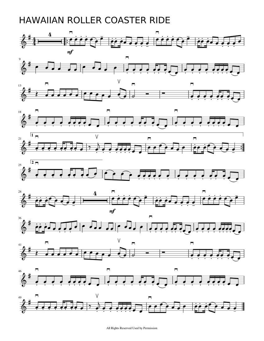 HAWAIIAN ROLLER COASTER RIDE - Lilo y Stitch Sheet Music for Drum group ...