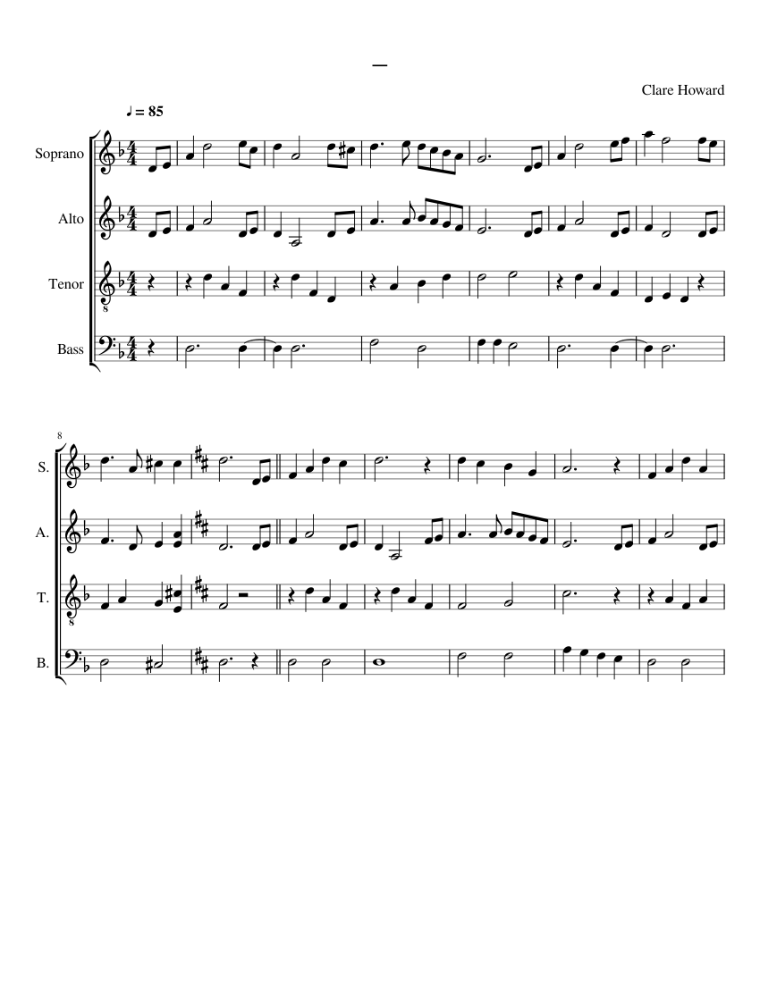 ~ song ~ Sheet music for Soprano, Alto, Tenor, Bass voice (SATB ...