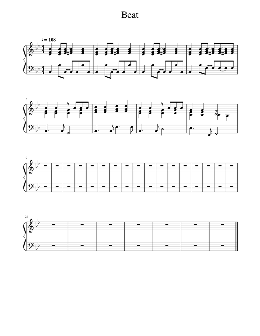 Beat Sheet music for Piano (Solo) Easy | Musescore.com