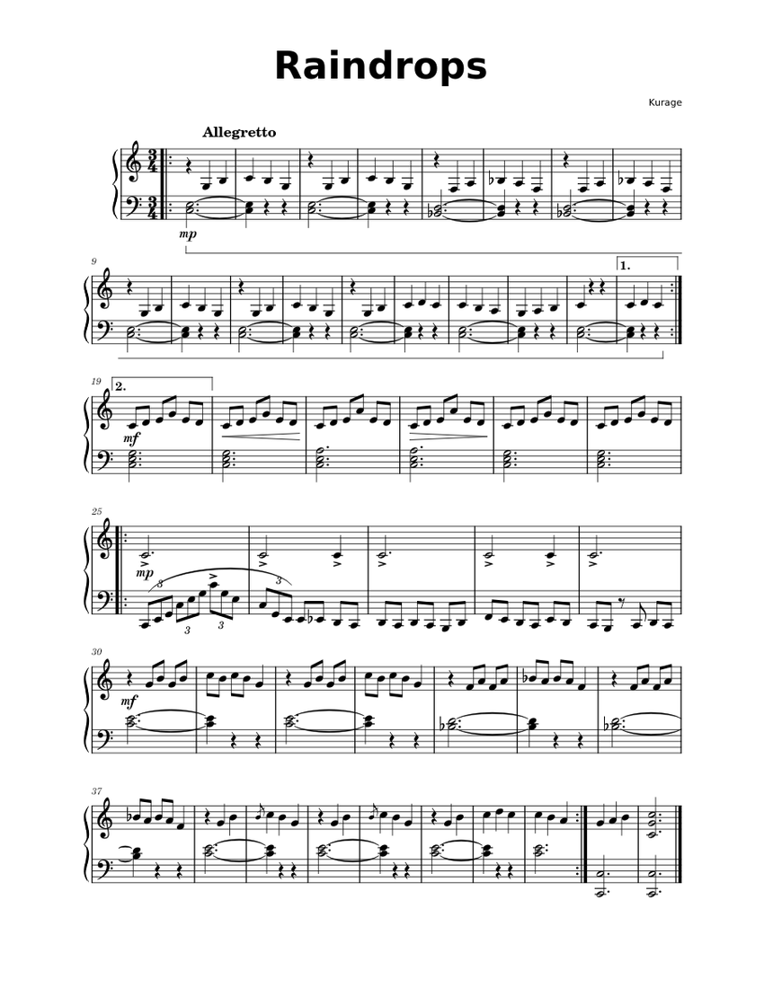 Raindrops - Paino Wannabe Sheet music for Piano (Solo) Easy | Musescore.com