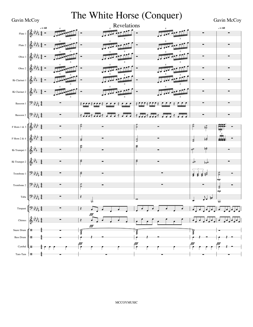 The White Horse Conquer Sheet Music for Trombone, Tuba, Flute, Oboe ...